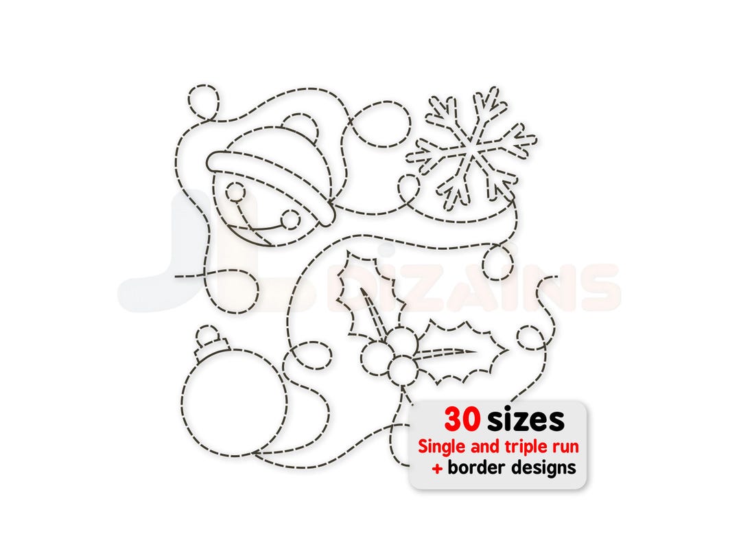 Christmas Quilting Embroidery Design. Quilting Edge to Edge Design With ...