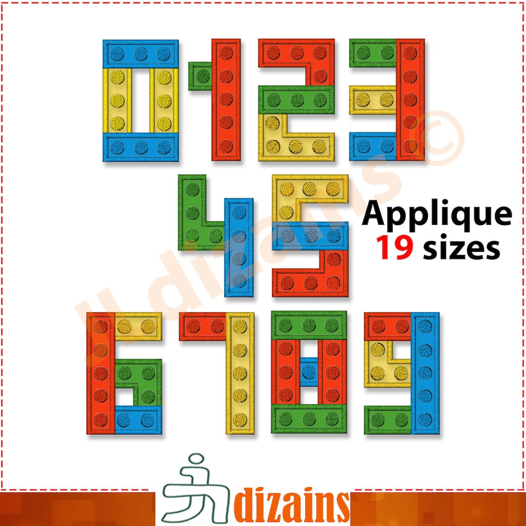Building Block Number Applique Design Set. Building Block Embroidery ...