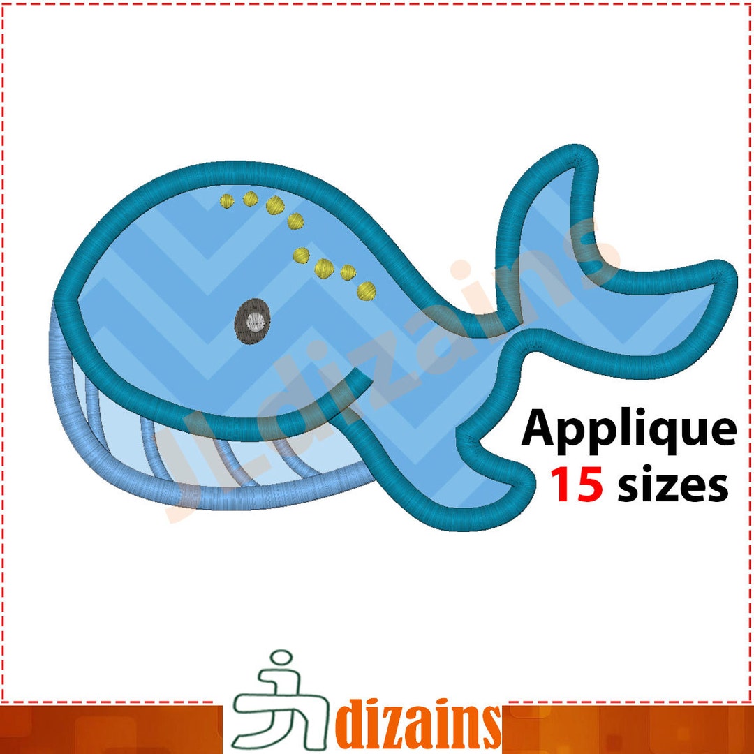 Whale Applique Design. Whale Embroidery Design. Embroidery Design Whale ...