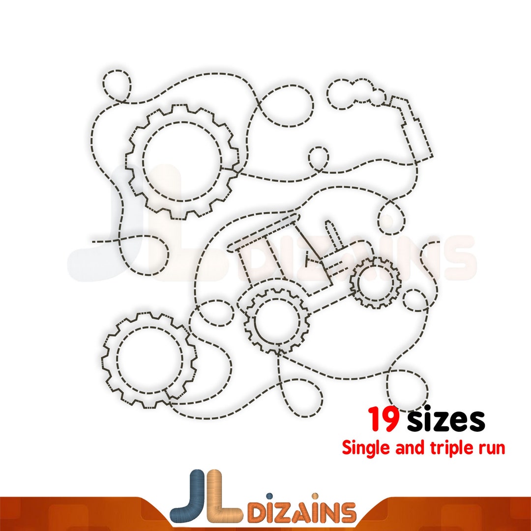Tractor Edge to Edge Quilting Design: Continuous Line Embroidery ...