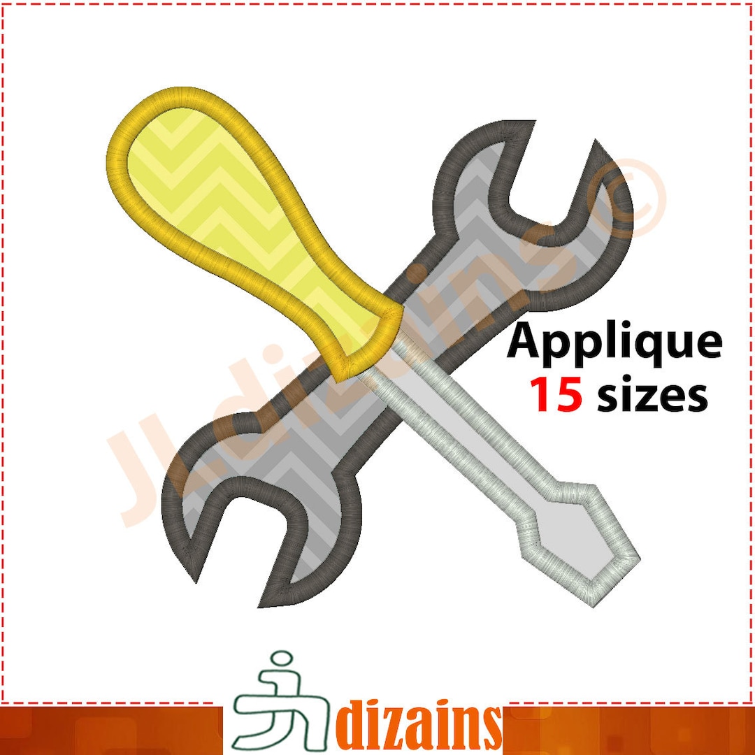 Tools Applique Design. Tools Embroidery Design. Wrench Applique ...