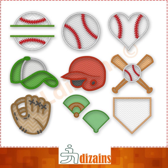 Baseball Applique Machine Embroidery Design Baseball Embroidery