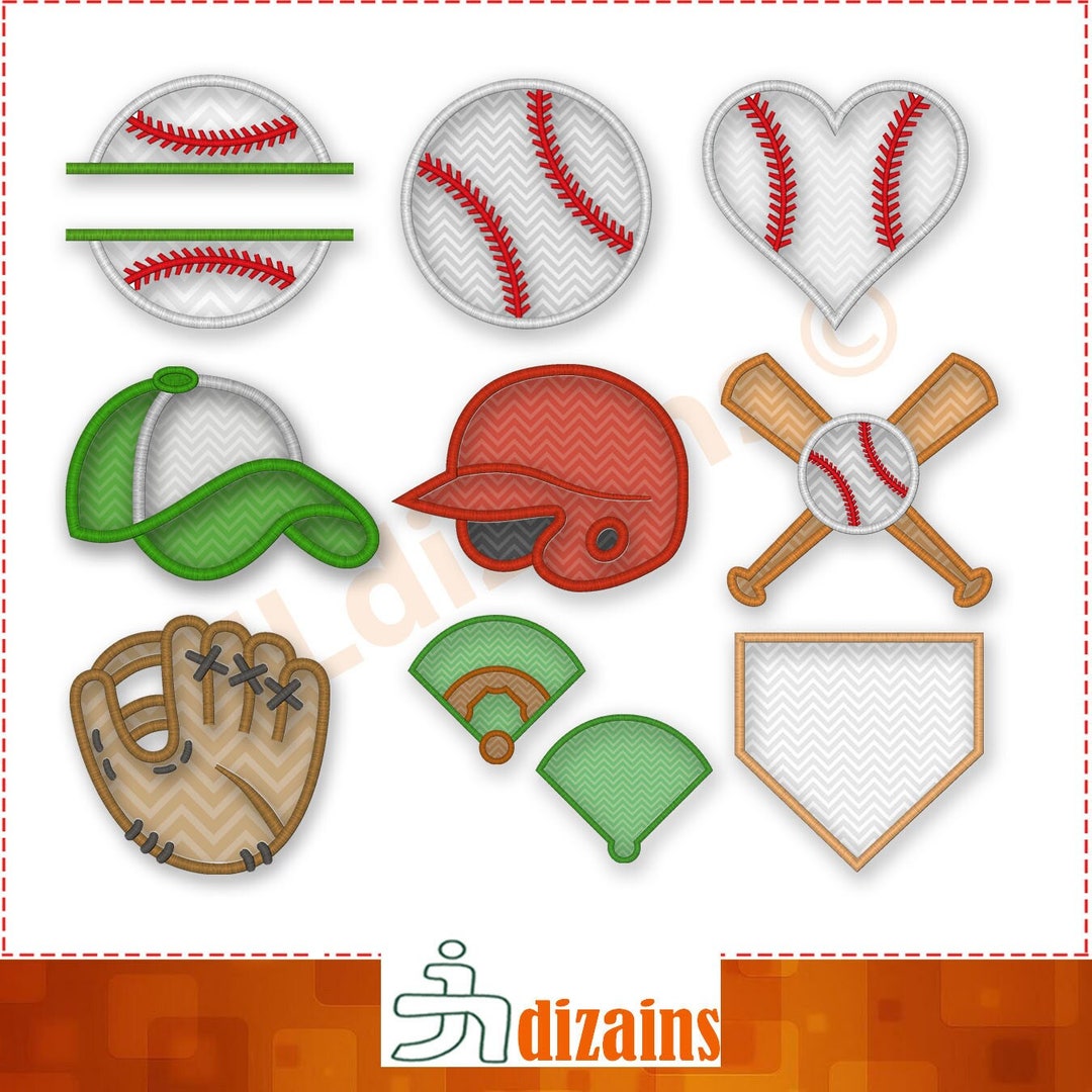 Baseball Applique Embroidery Design Set. (digital Download) - Etsy