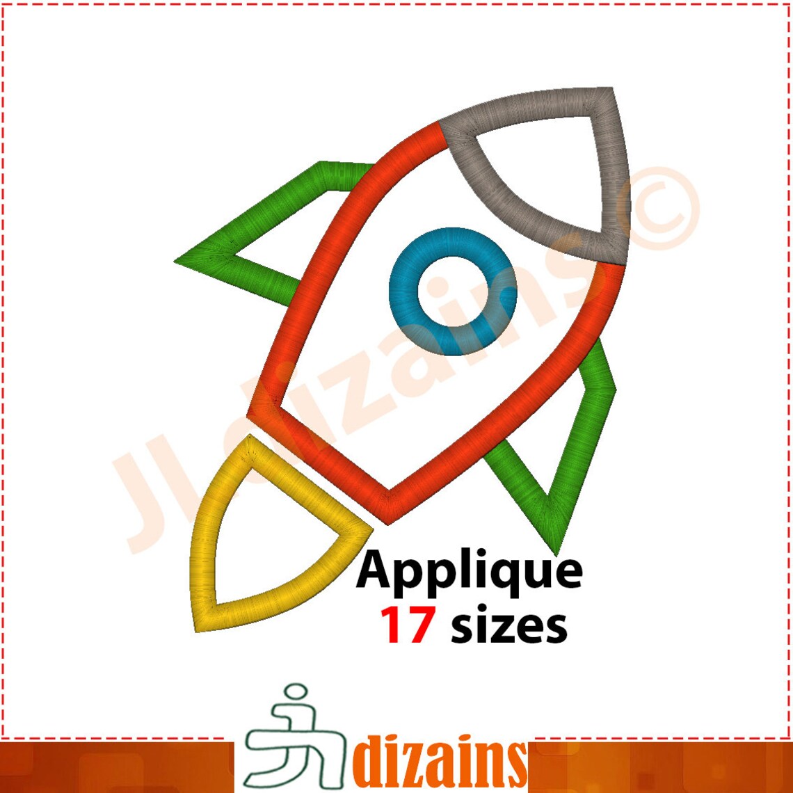 Rocket Applique Embroidery Design. Rocket Embroidery Design. Applique ...