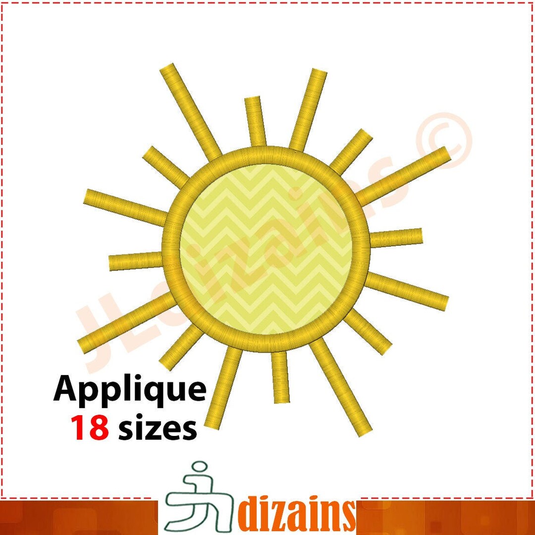 Sun Applique Design. Sun Embroidery Design. Embroidery Applique Sun ...