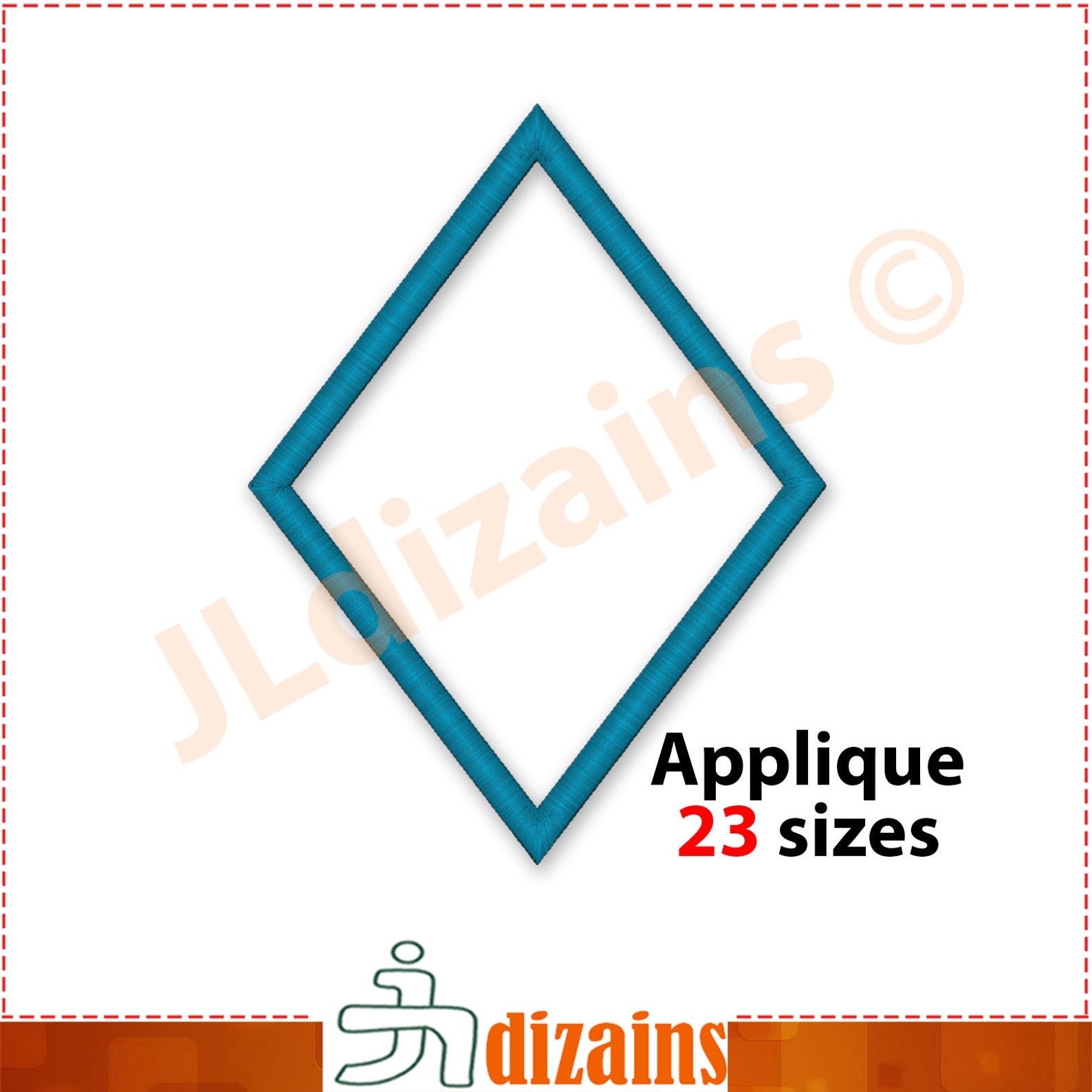 Diamond Shape Applique Embroidery Design. Diamond Embroidery Design ...