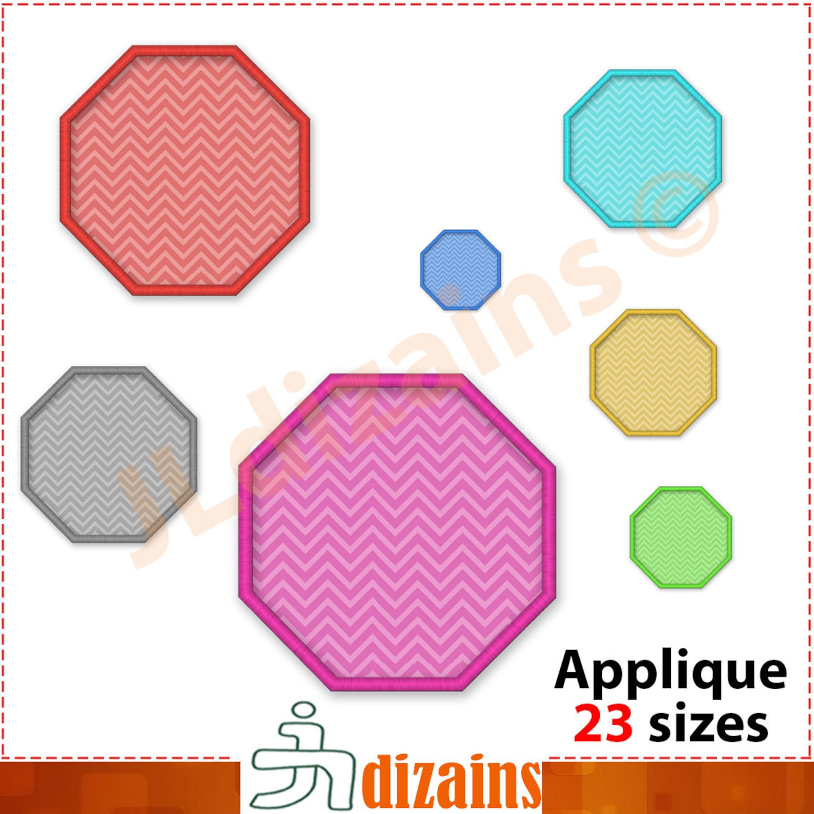 Octagon Applique Embroidery Design. Octagon Embroidery Design. - Etsy