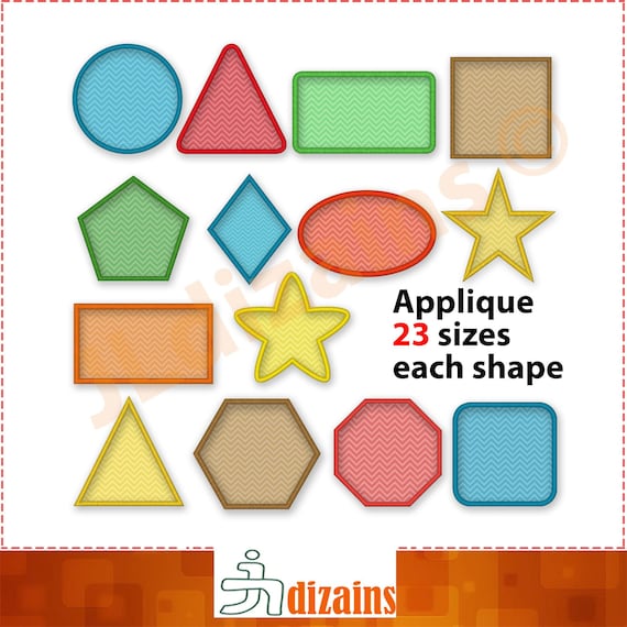 Shapes Applique Embroidery Designs. Basic Shapes Embroidery. - Etsy