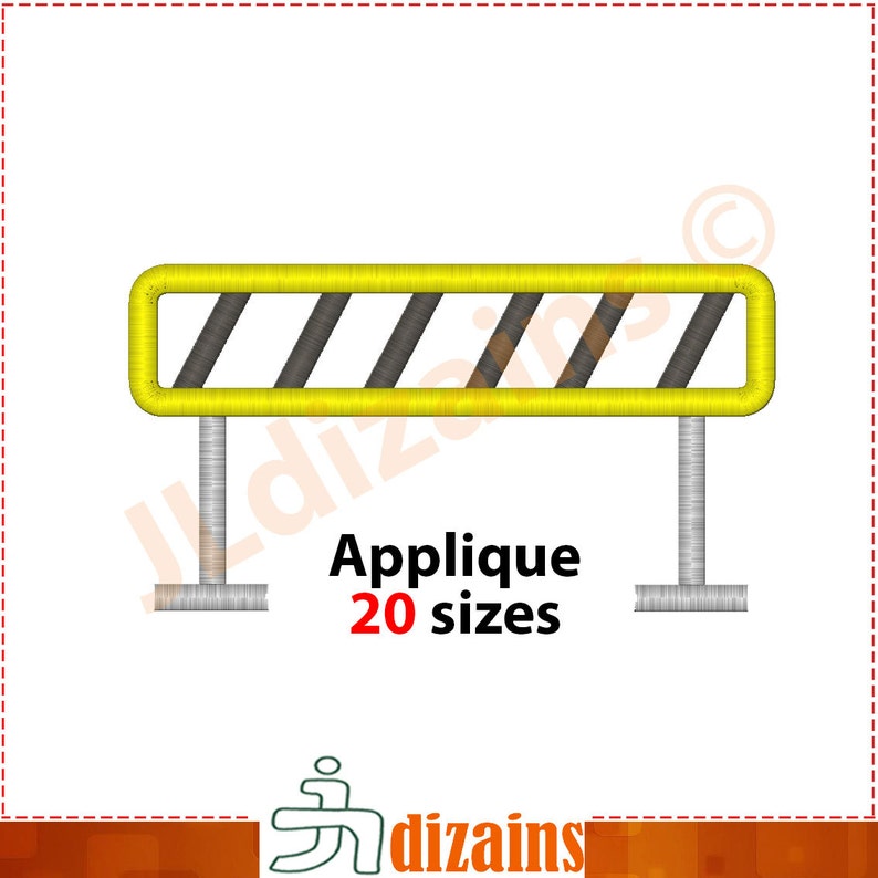 Construction Barrier Applique Design. Barrier Embroidery - Etsy