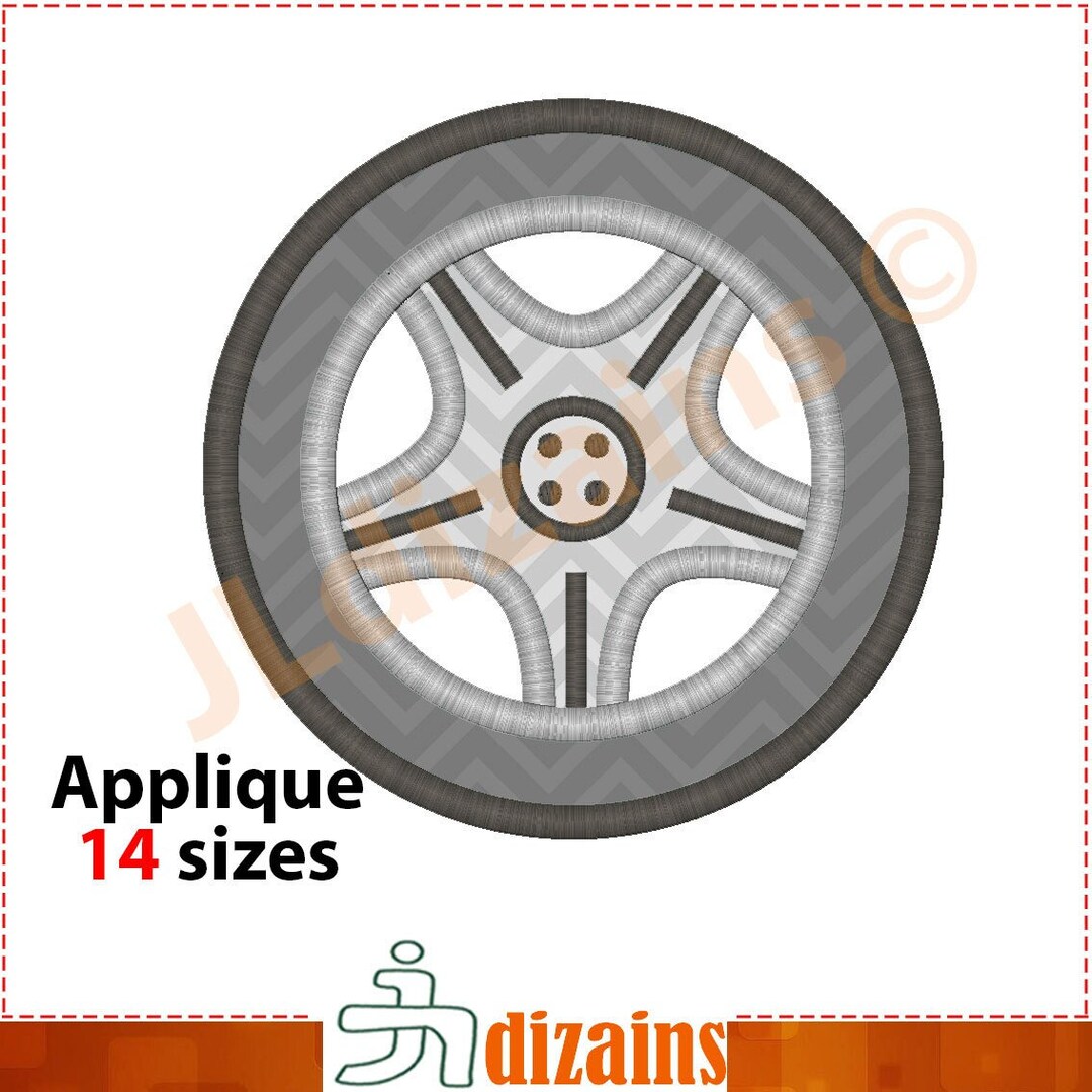 Wheel Applique Design. Wheel Embroidery Design. Tire Applique. Tire ...
