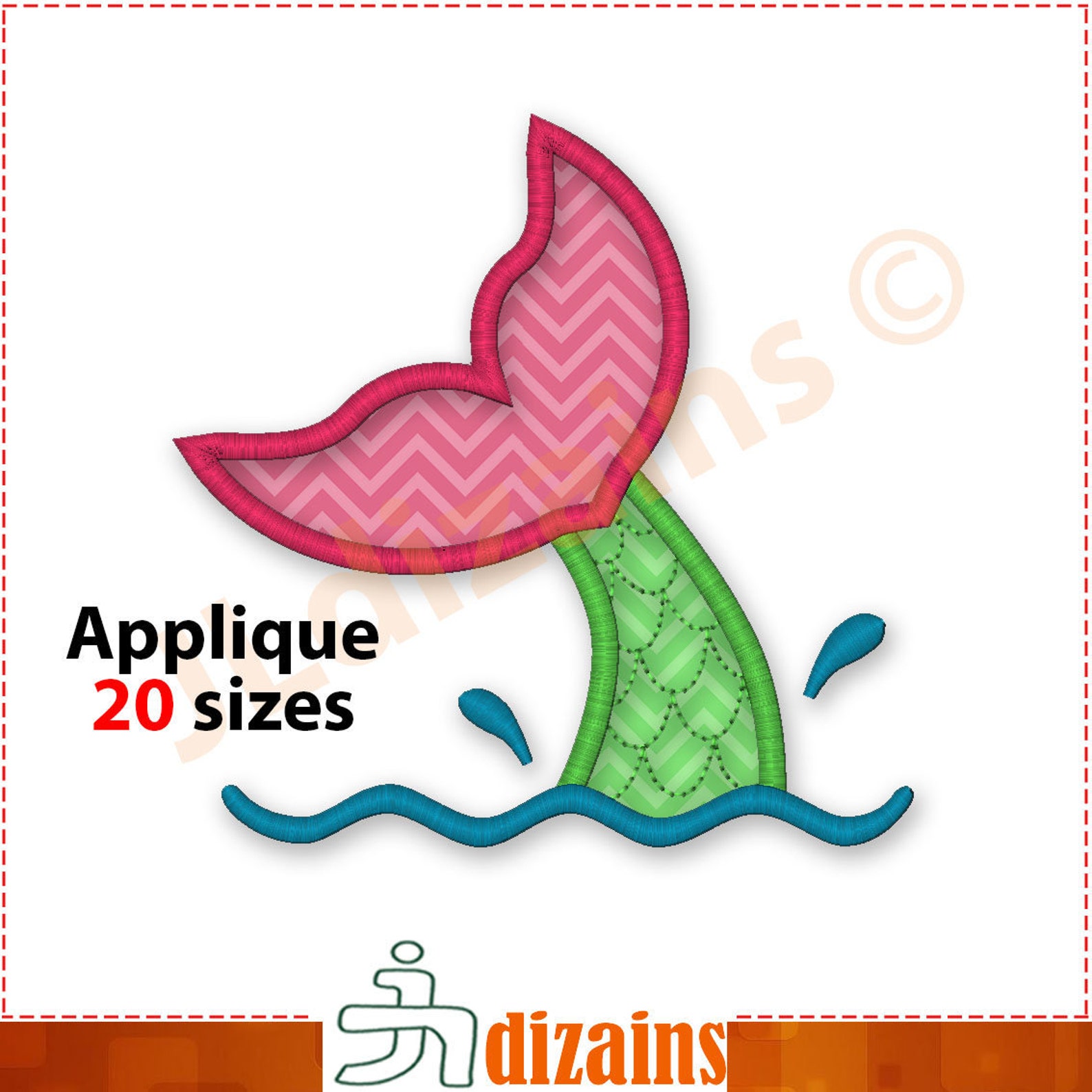 Mermaid Tail Applique Embroidery Design. Mermaid Fin Embroidery Design ...