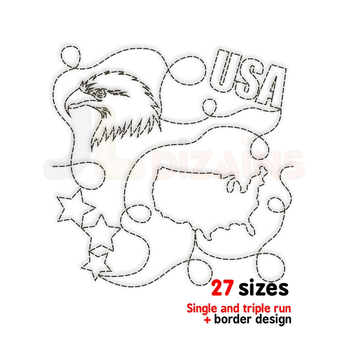 USA Patriotic Quilting Embroidery Design. US Edge to Edge Embroidery ...