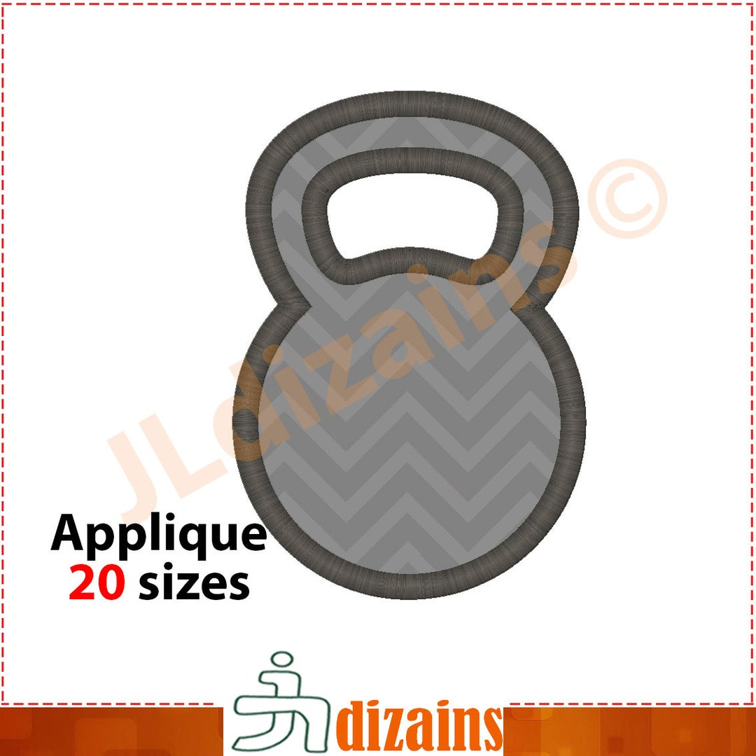 Kettlebell Applique Design. Kettlebell Embroidery Design. Embroidery ...