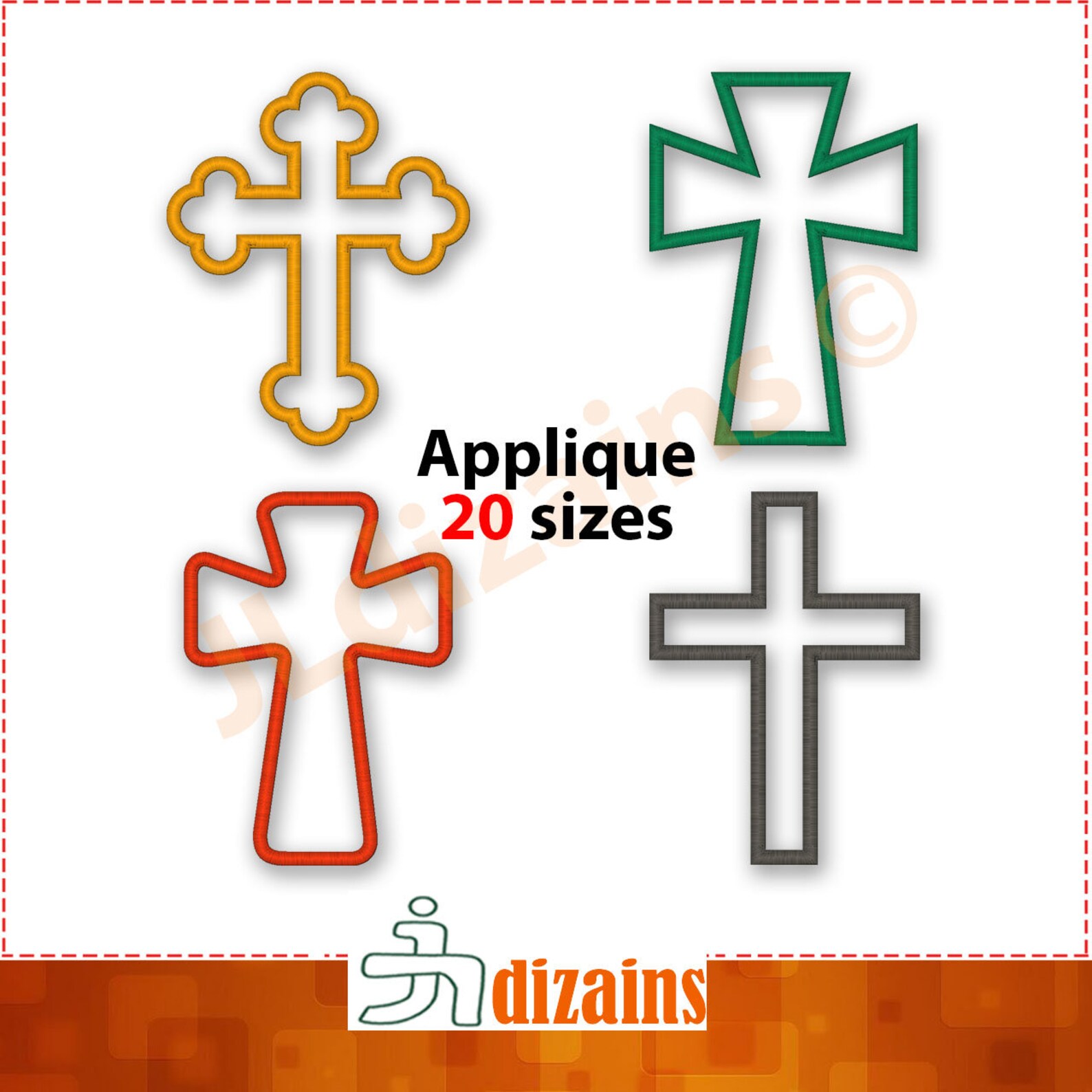 Cross Applique Design Set. Cross Embroidery Design. Embroidery Cross ...