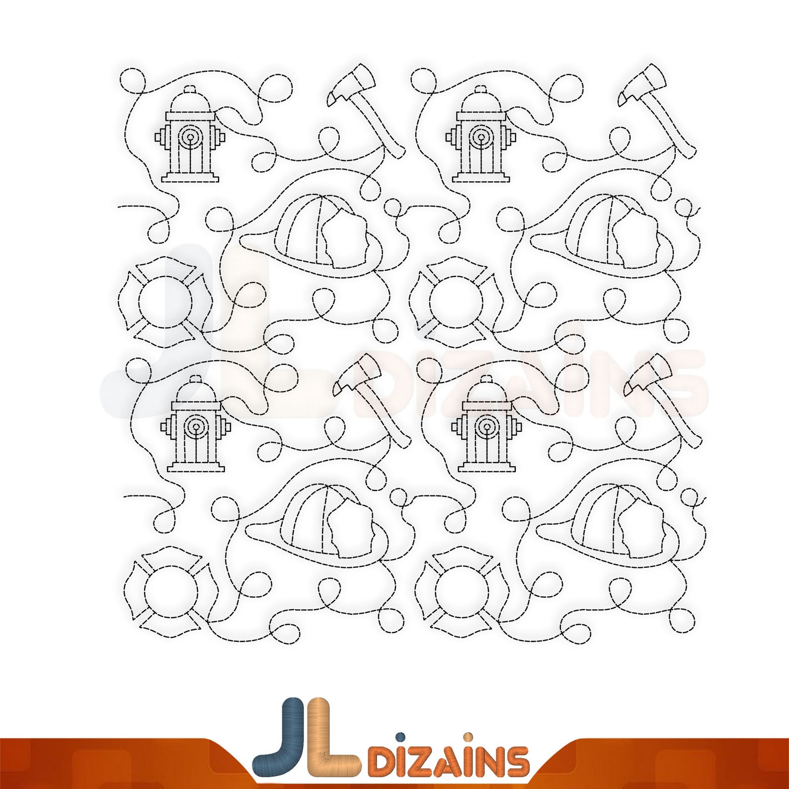 Fireman Quilt Block Machine Embroidery Design. Firefighter Quilting ...