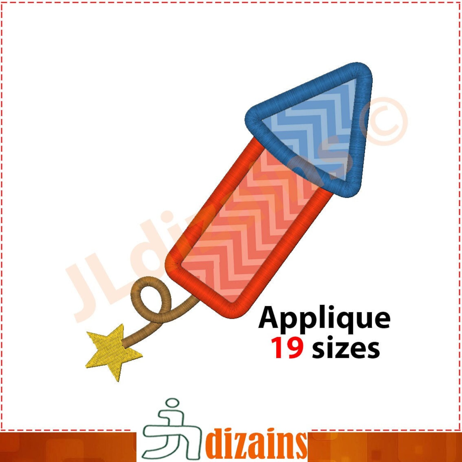 Firecracker Applique Design. Firecracker Embroidery Design. 4 July ...