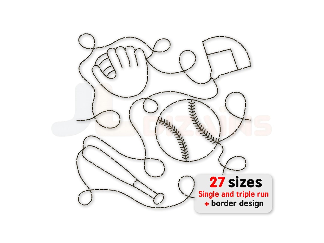 Baseball Quilting Embroidery Design. Baseball Quilt Block. Edge to Edge ...