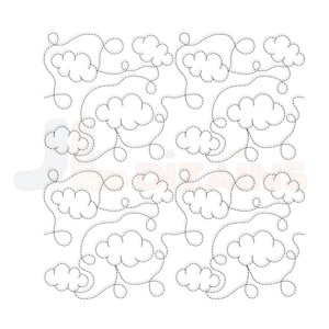Cloud Quilting Embroidery Design. Clouds Edge to Edge Quilt Block ...