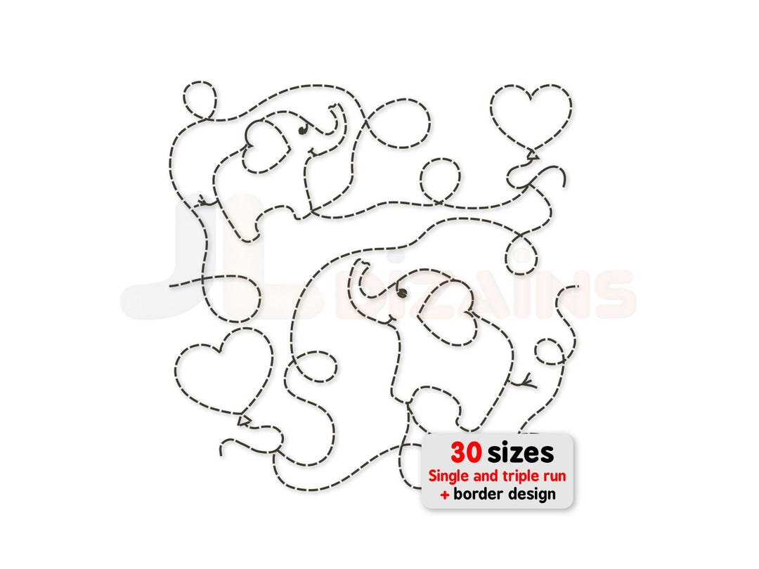 Elephant Heart Edge to Edge Quilting Design: Nursery Baby Continuous ...