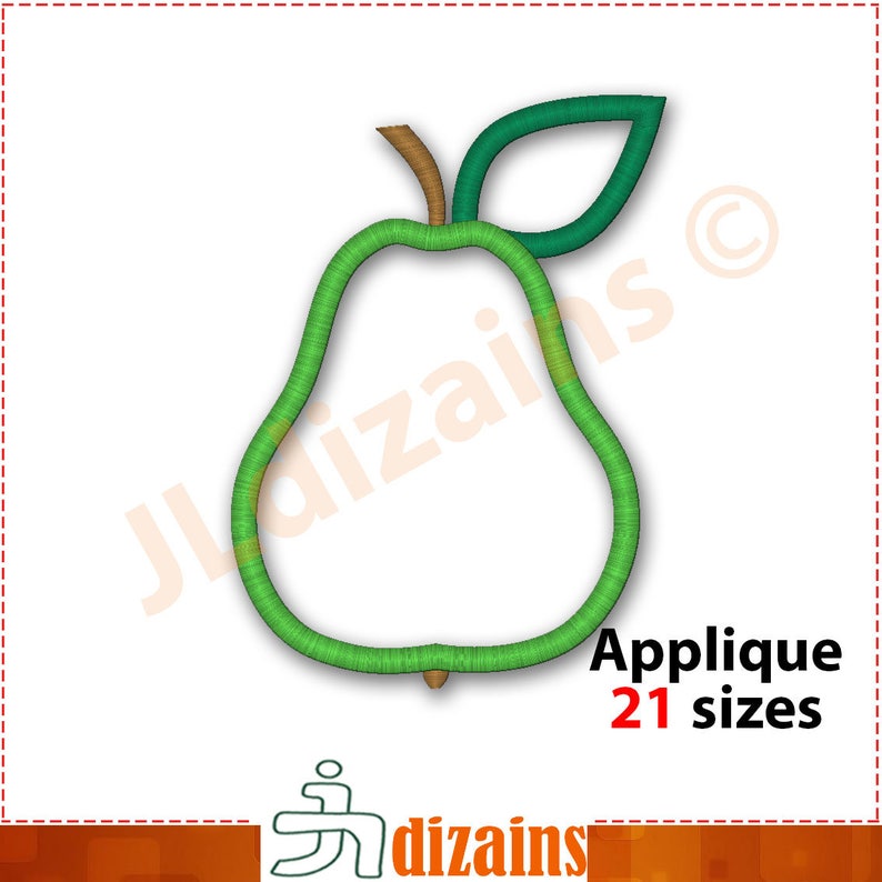 Pear Applique Design. Pear Embroidery Design. Fruit Applique. - Etsy