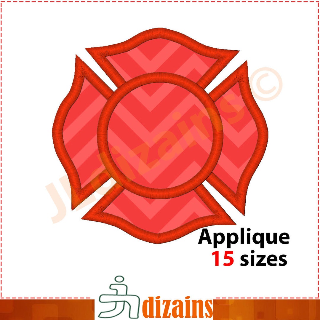 Firefighter Badge Embroidery Design. Applique Design. Fireman Applique ...