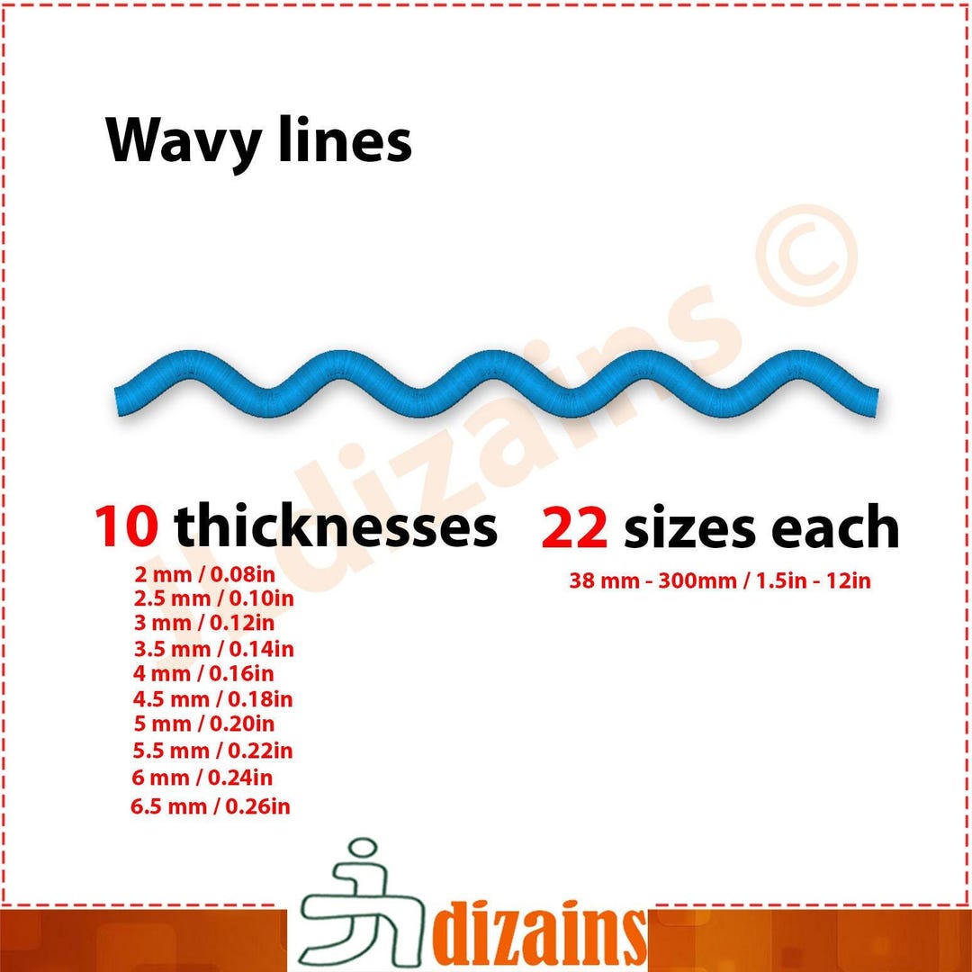 Wavy Line Embroidery Design. Simple Wavy Line Machine Embroidery Design ...