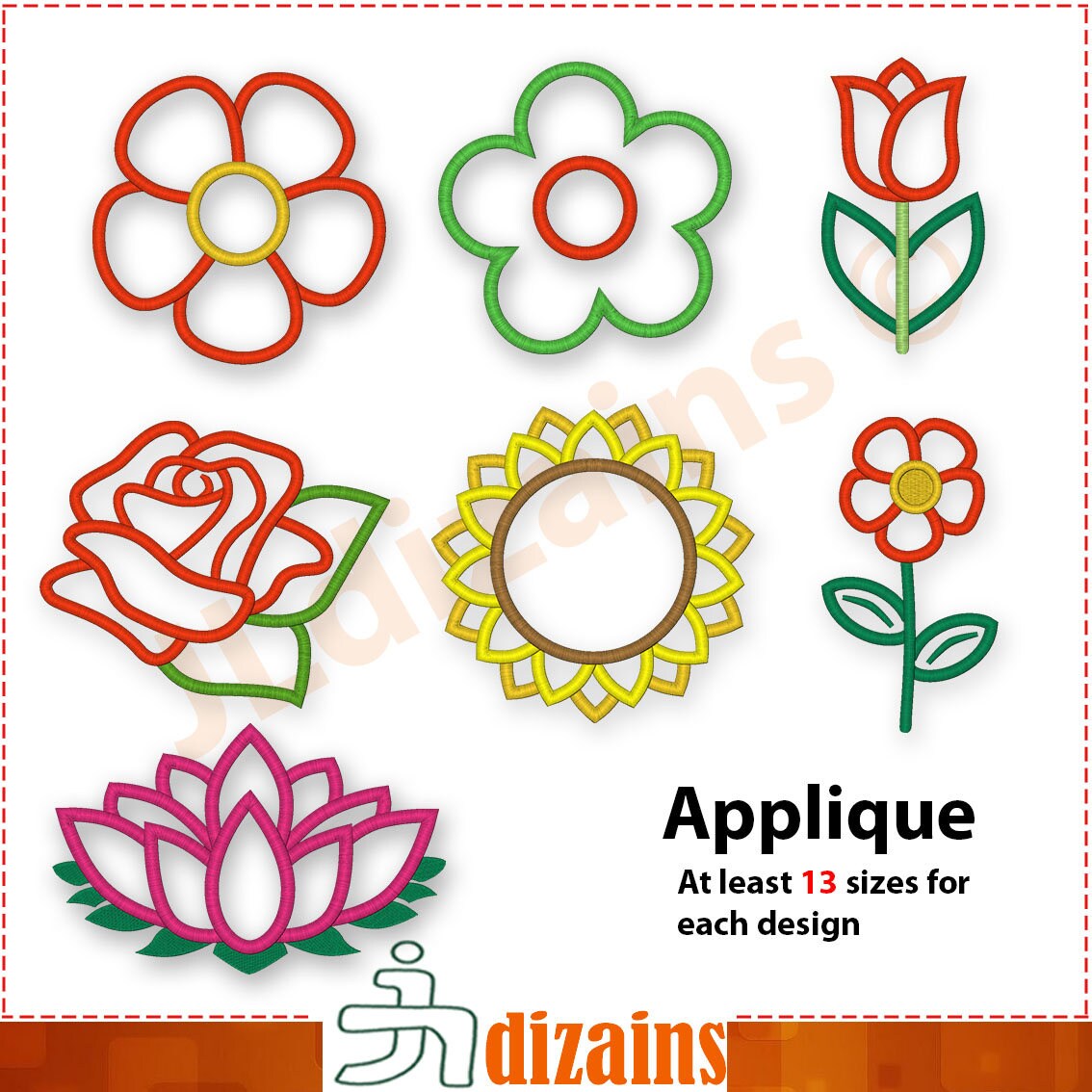 Flower Applique Embroidery Design SET. Embroidery Designs - Etsy