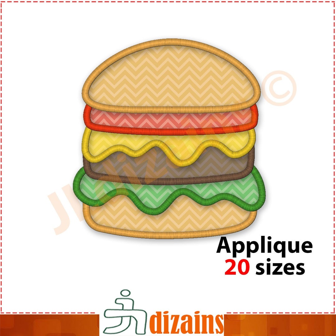 Hamburger Applique Embroidery Design. Hamburger Embroidery Design ...