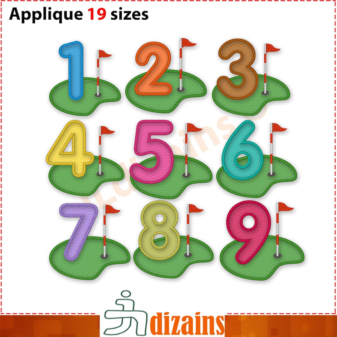 Golf Number Embroidery Applique Design Set. Golf Numbers Embroidery ...