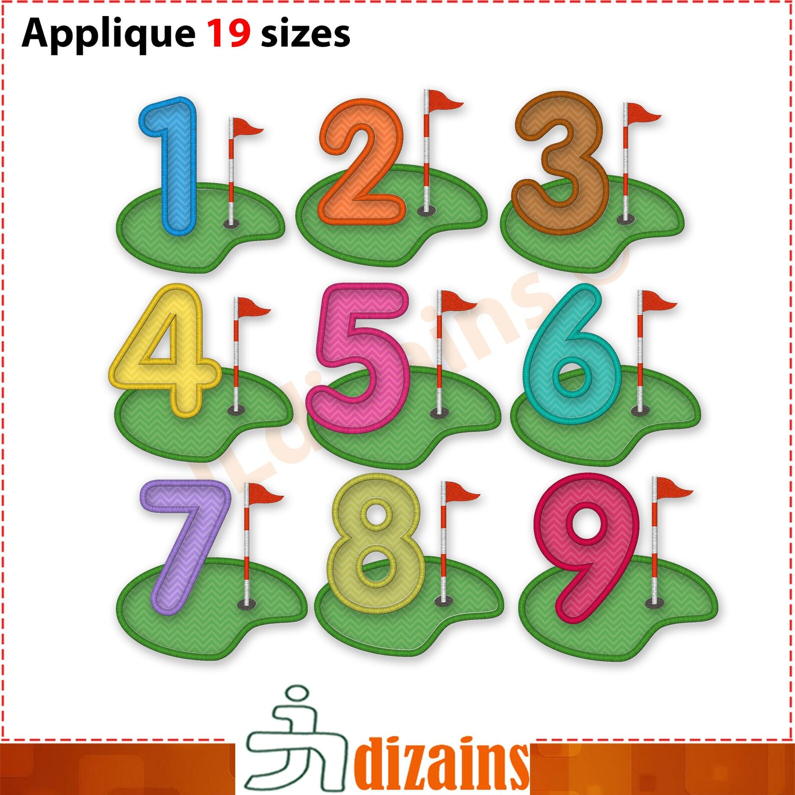 Golf Number Embroidery Applique Design Set. Golf Numbers Embroidery ...