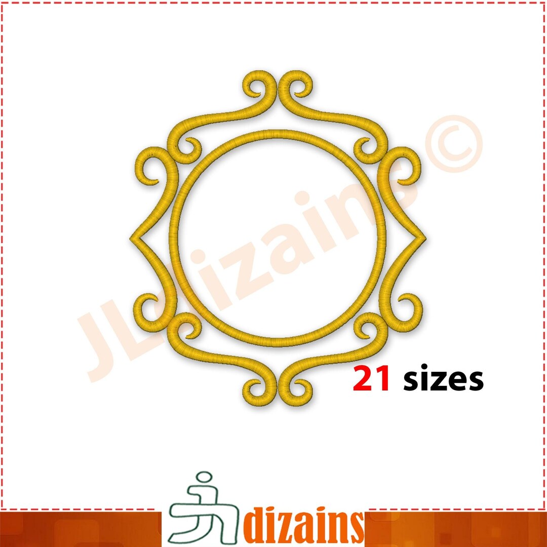 Circle Monogram Frame Embroidery Design. Vintage Royal Circle Monogram ...