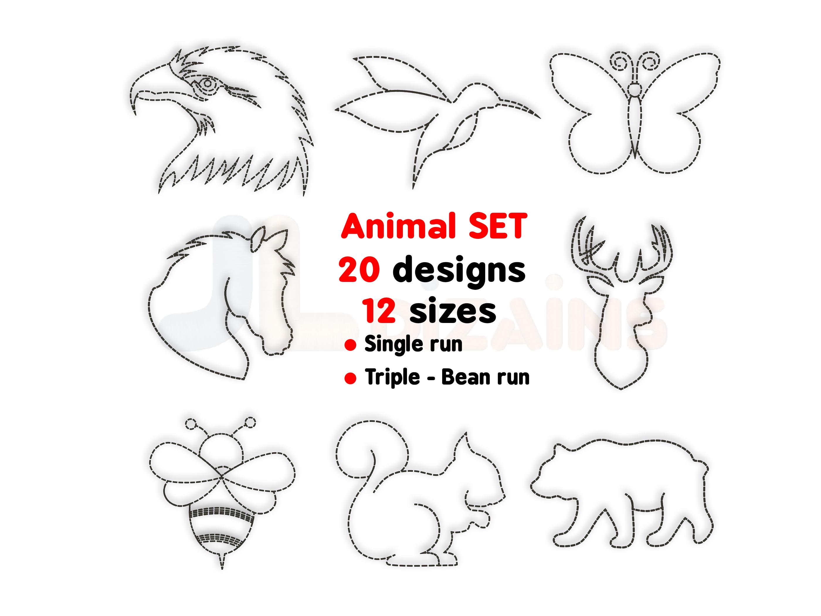 Animal Outline Embroidery Design Bundle. Redwork Animal Designs. Single ...