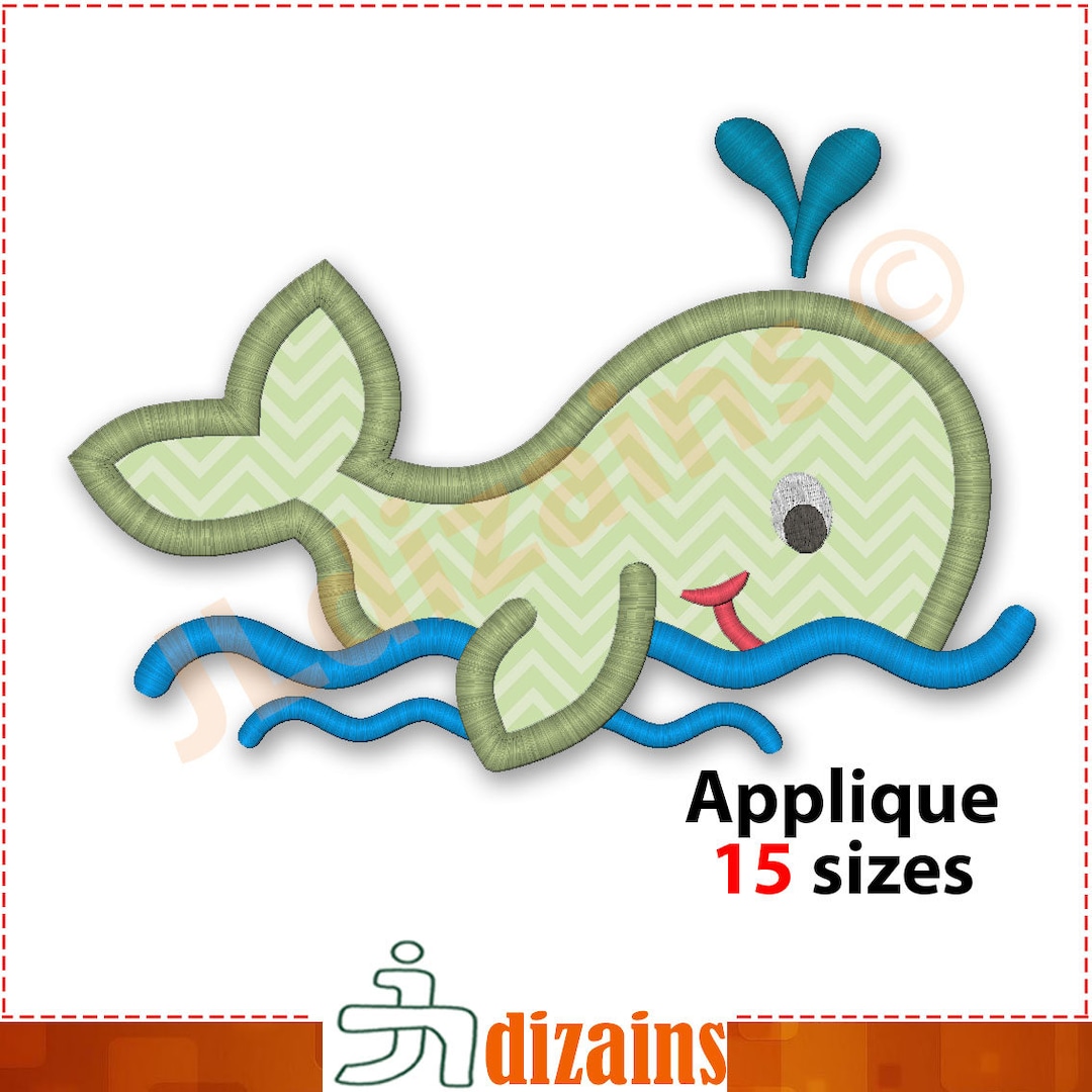 Whale Applique Design. Whale Embroidery Design. Embroidery Designs ...