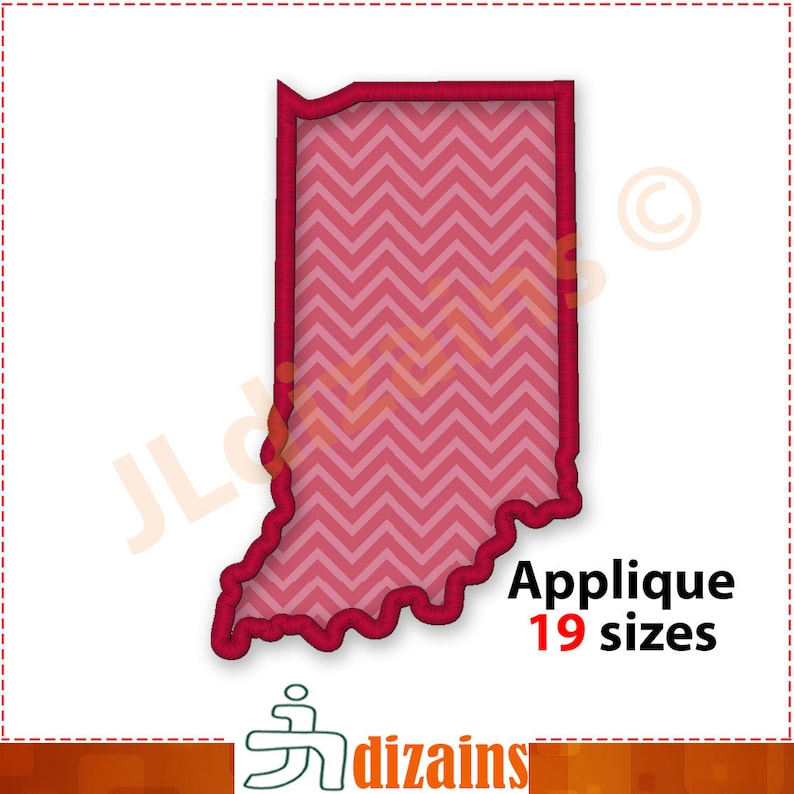 Indiana State Applique Embroidery Design. Machine Embroidery Design ...