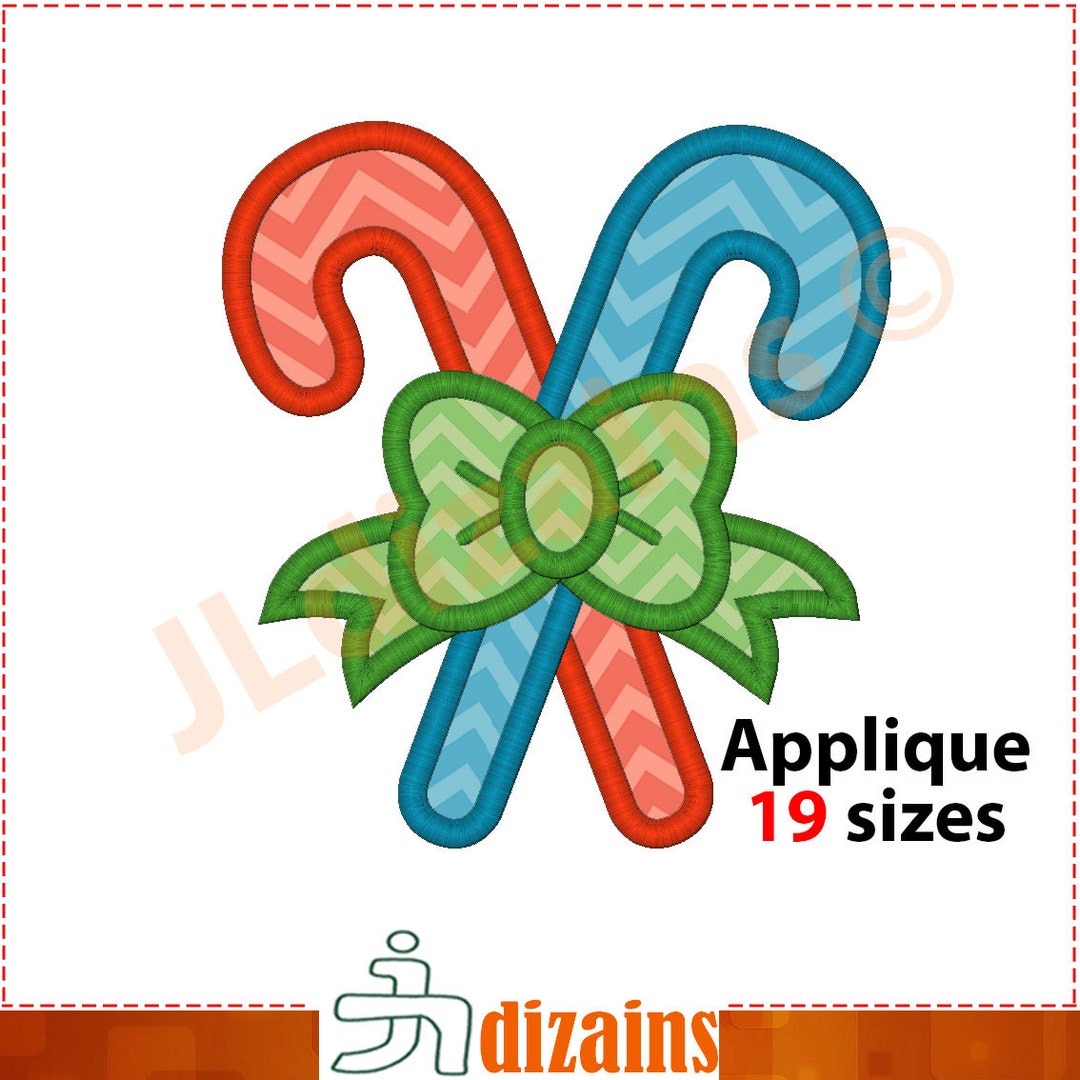 Candy Cane Applique Design. Candy Canes Embroidery Design. Embroidery ...
