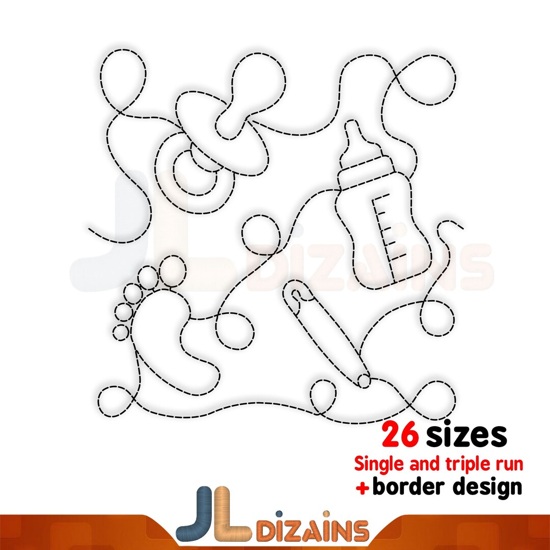 Baby Nursery Quilt Block E2E: Continuous Line Pacifier, Bottle ...