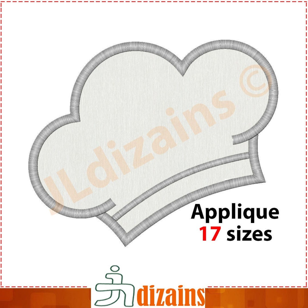 Chef Hat Applique Design. Chef Hat Embroidery Design. Chef Embroidery ...
