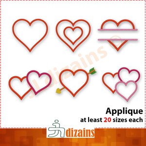 Heart Embroidery Applique Design Set. Split Heart Applique. Arrow Heart ...