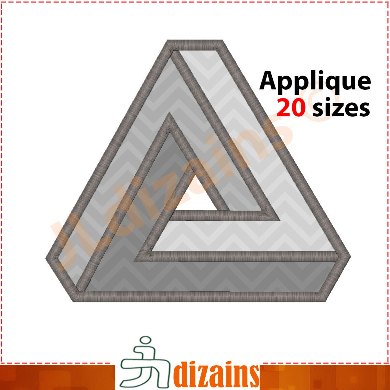 Penrose Triangle Applique Design. Penrose Embroidery. | Etsy