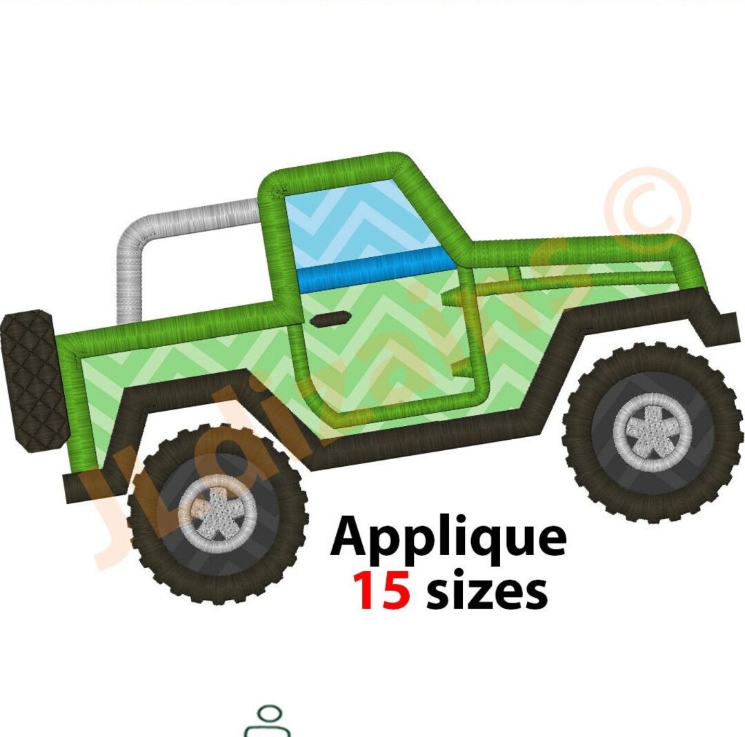 Offroad Car Applique Design. Offroad Embroidery Design. off Road Car ...
