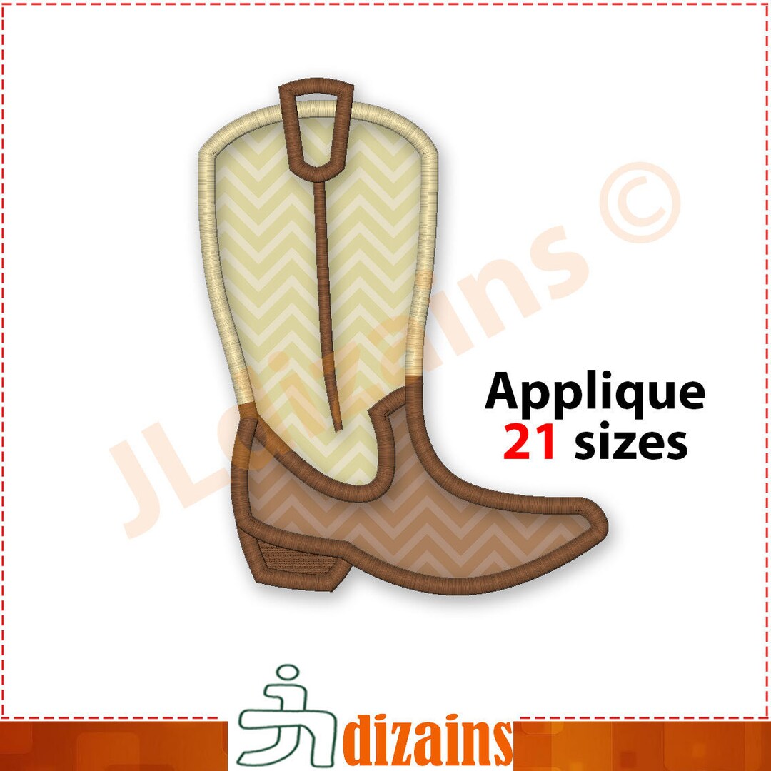 Cowboy Boot Applique Embroidery Design. Cowboy Boot Embroidery Design ...