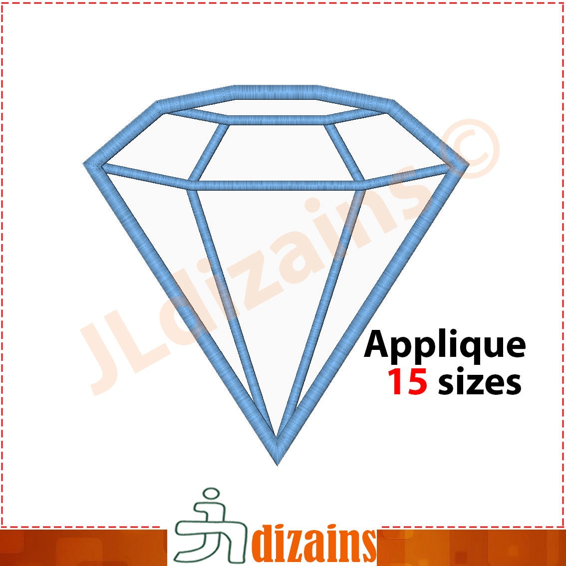 Diamond Applique Design. Diamond embroidery design. Applique | Etsy