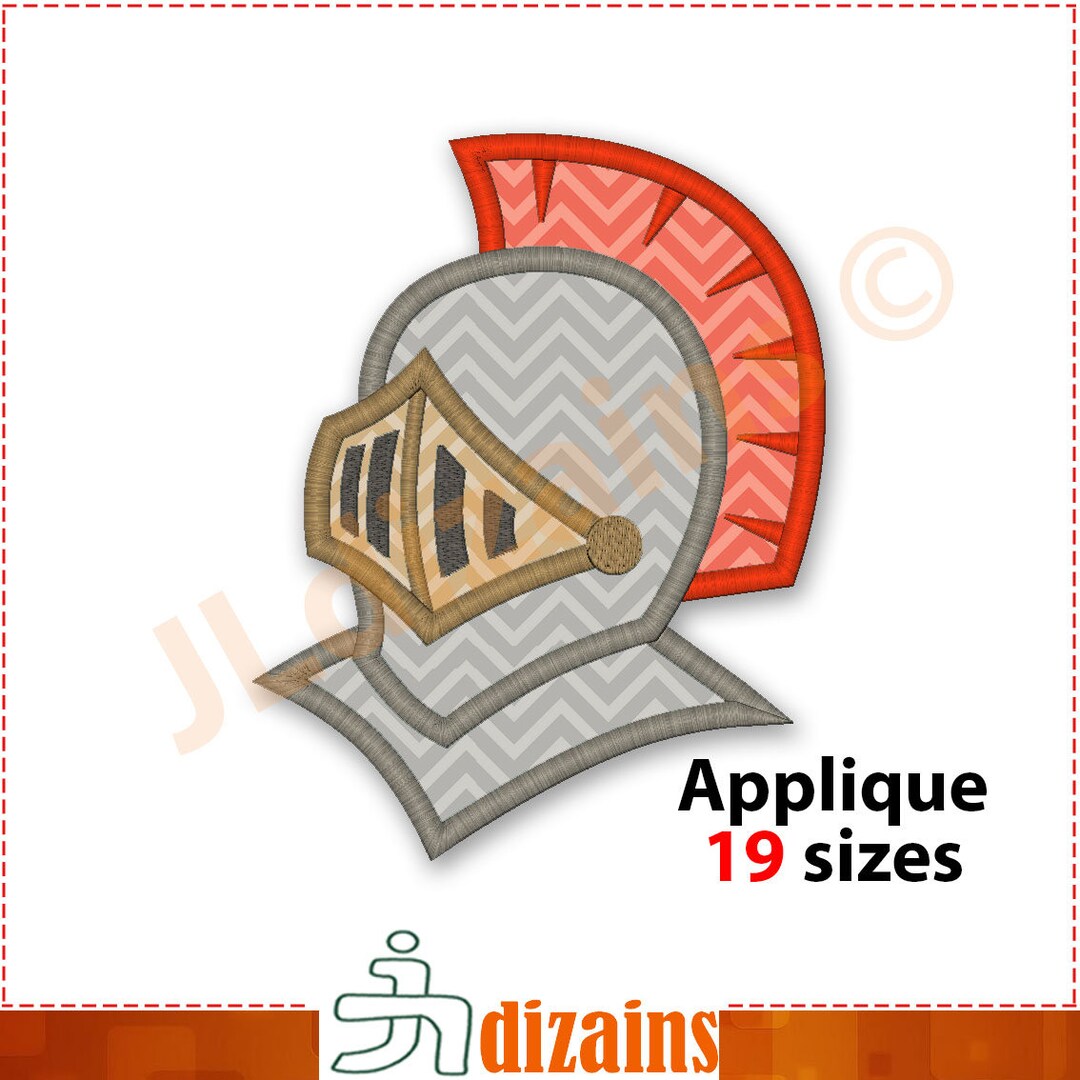 Knight Helmet Applique Design. Knight Helmet Embroidery Design ...