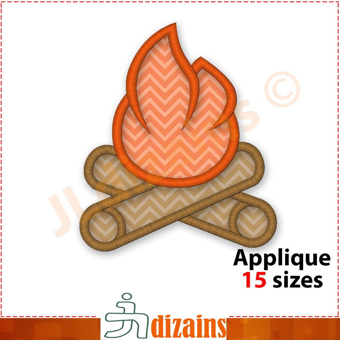 Campfire Applique Embroidery Design. Campfire Embroidery Design ...