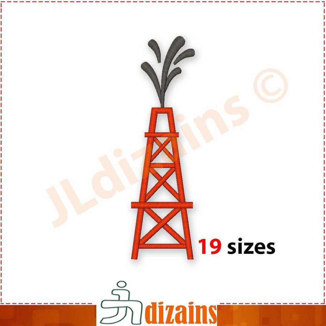 Oil Rig Embroidery Design. Oil Platform Embroidery Design. Oil ...