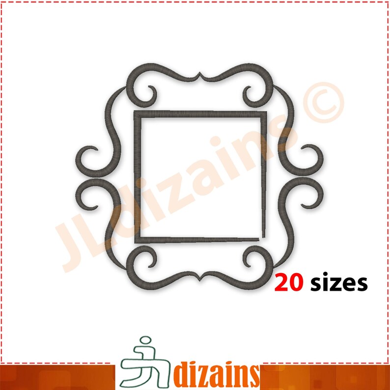 Monogram Frame Embroidery Design. Square Monogram Embroidery. - Etsy