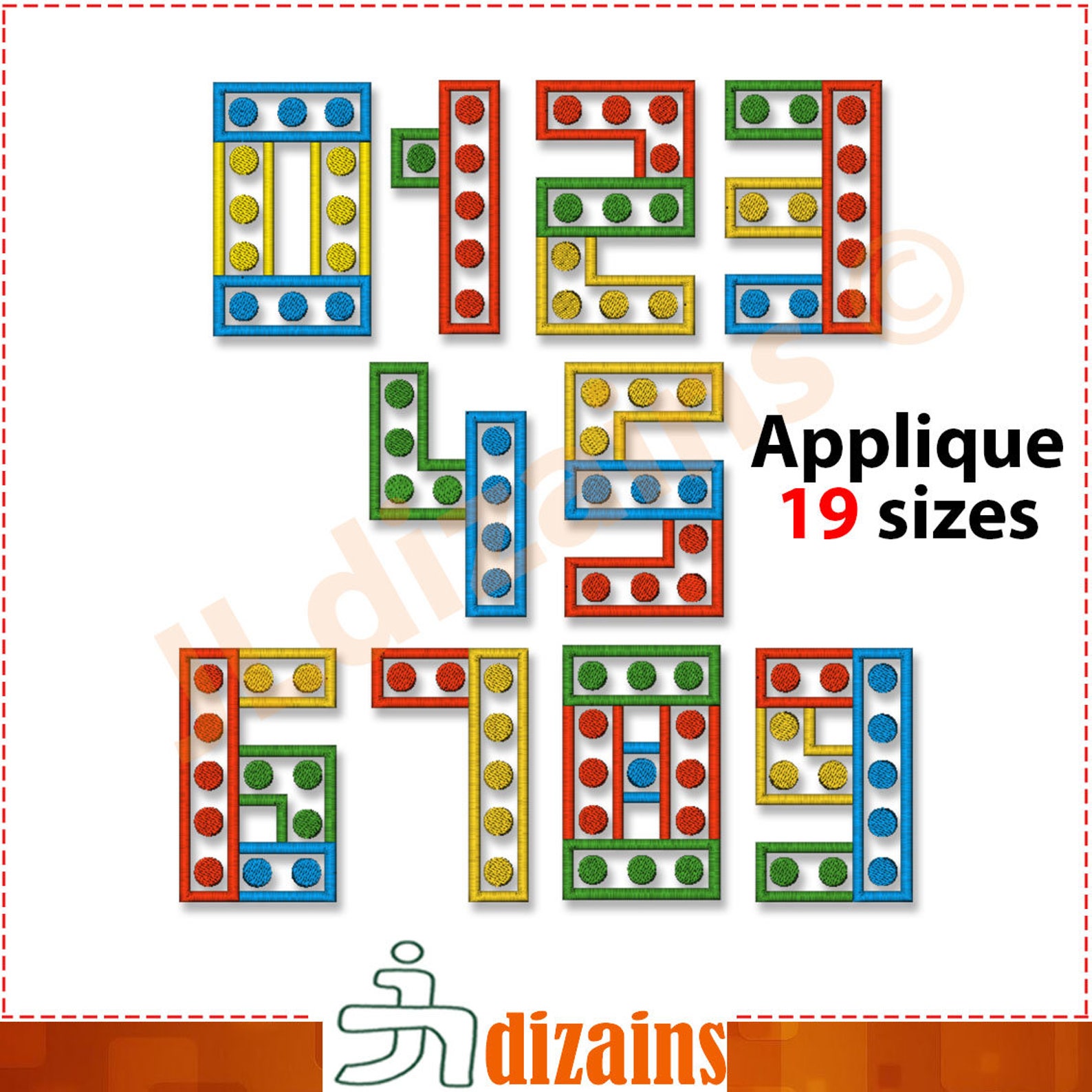 Building Block Number Applique Design Set. Building Block Embroidery ...