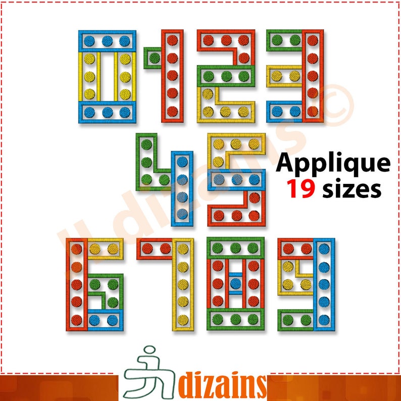 Building Block Number Applique Design Set. Building Block Embroidery ...