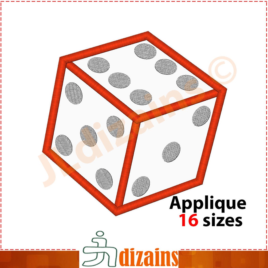 Dice Applique Design. Dice Embroidery Design. Embroidery | Etsy