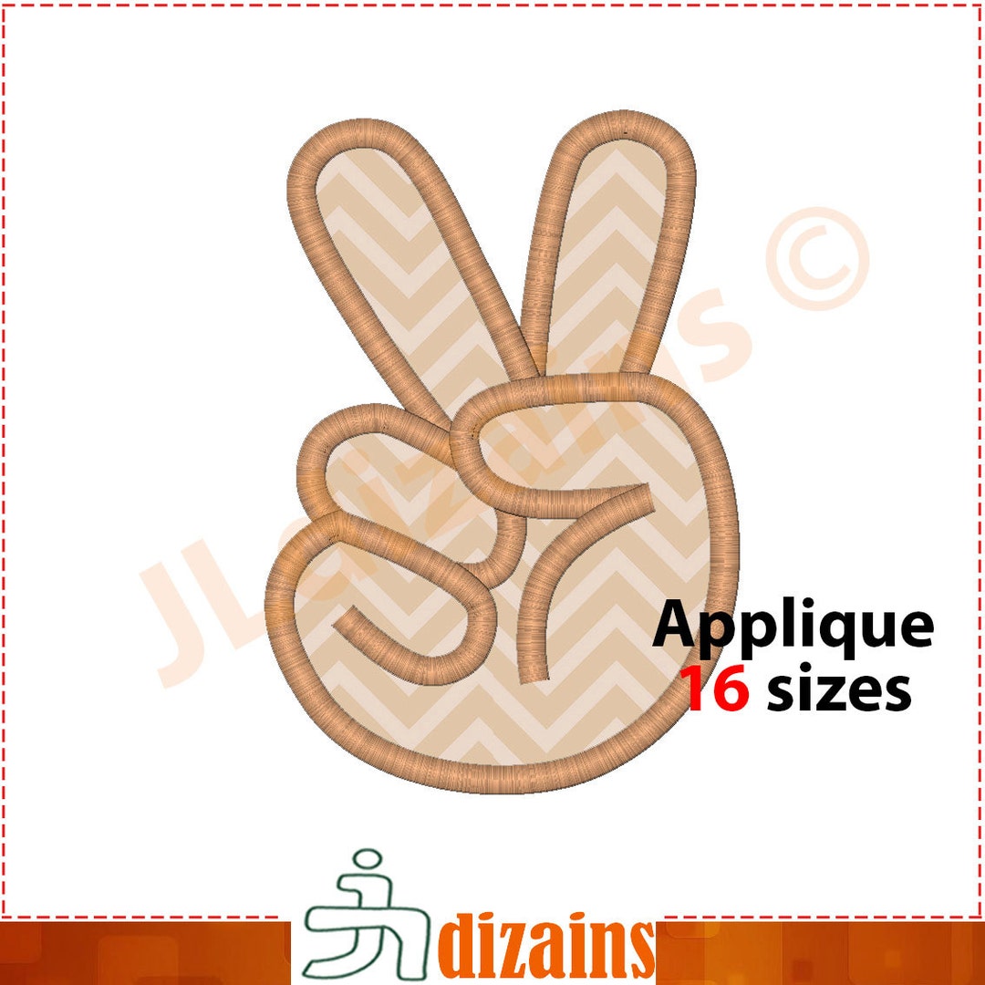 Hand Peace Sign Applique Design. Peace Sign Embroidery. Peace Sign ...